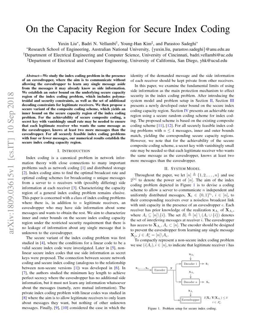On The Capacity Region For Secure Index Coding Deepai