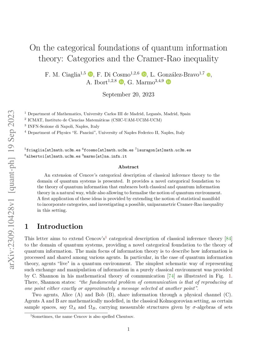 On the categorical foundations of quantum information theory ...