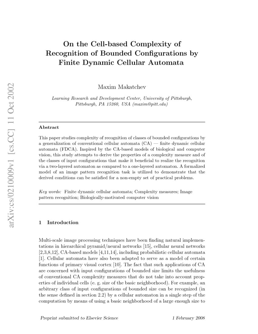 On The Cell Based Complexity Of Recognition Of Bounded Configurations By Finite Dynamic Cellular 