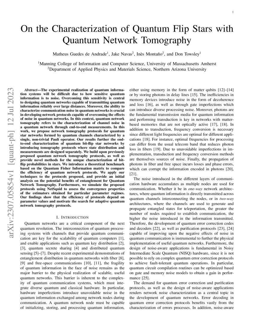 On the Characterization of Quantum Flip Stars with Quantum Network ...