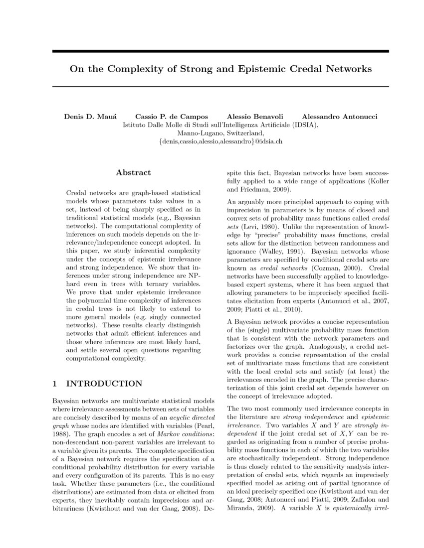 On the Complexity of Strong and Epistemic Credal Networks | DeepAI