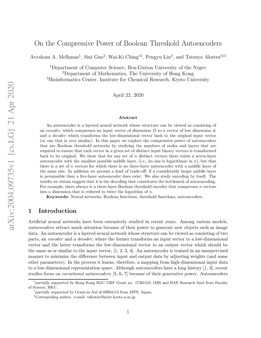 On the Compressive Power of Boolean Threshold Autoencoders | DeepAI