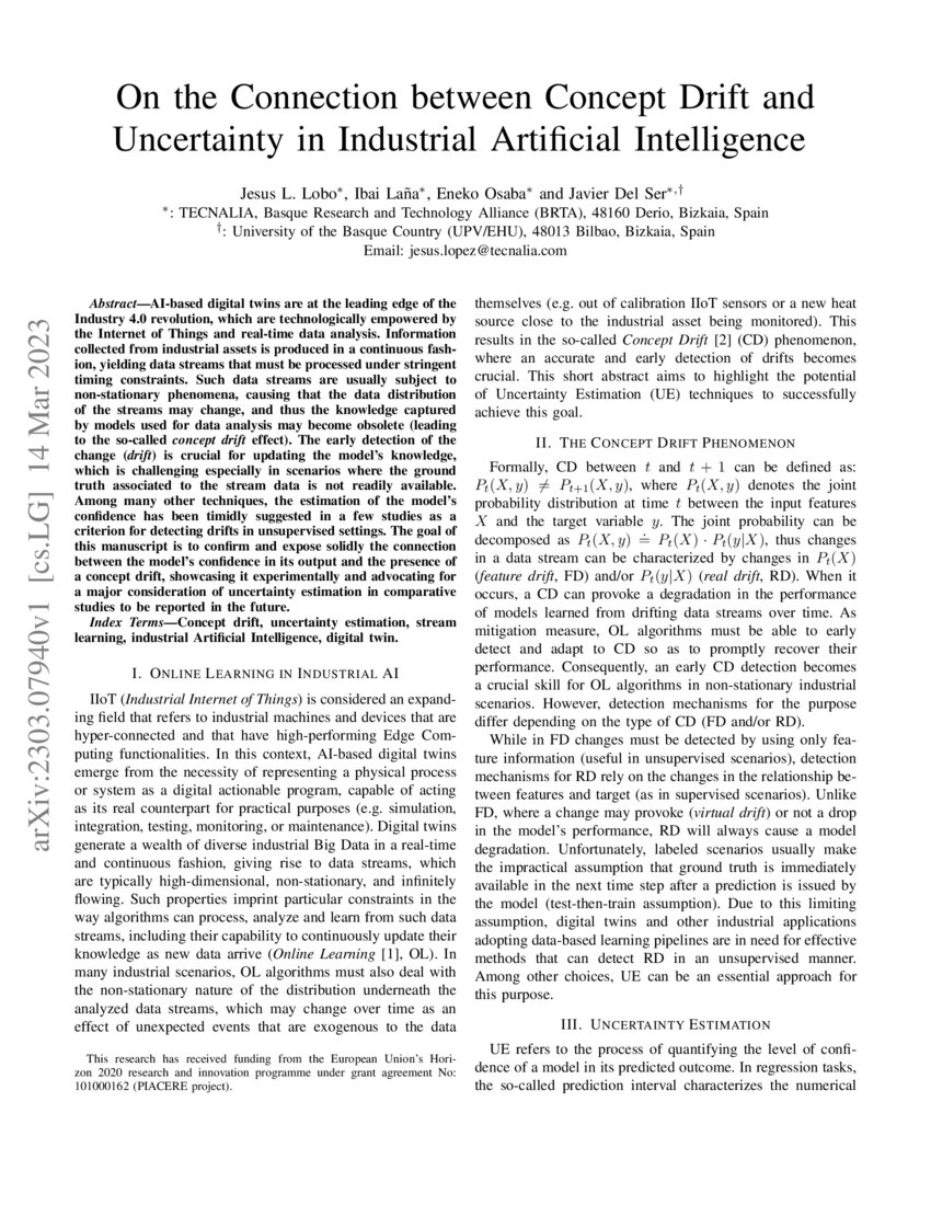 On the Connection between Concept Drift and Uncertainty in Industrial ...