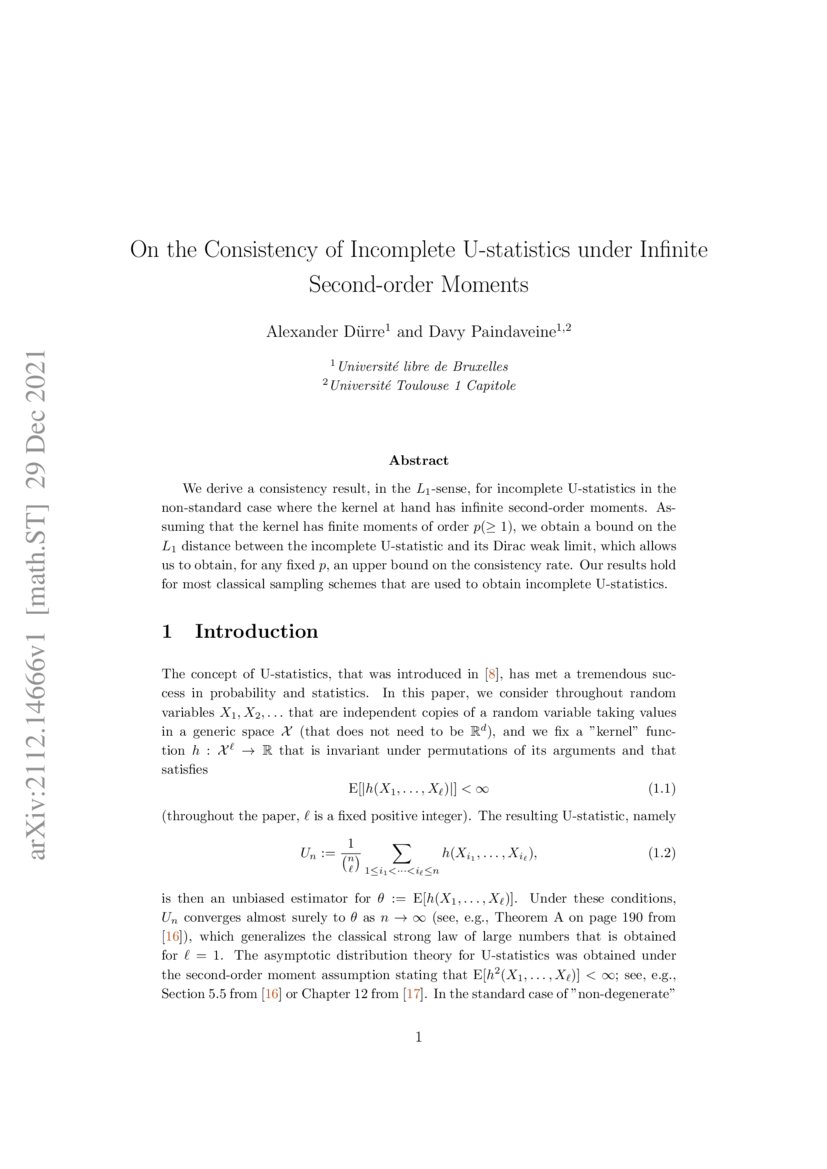 On the consistency of incomplete U-statistics under infinite second ...
