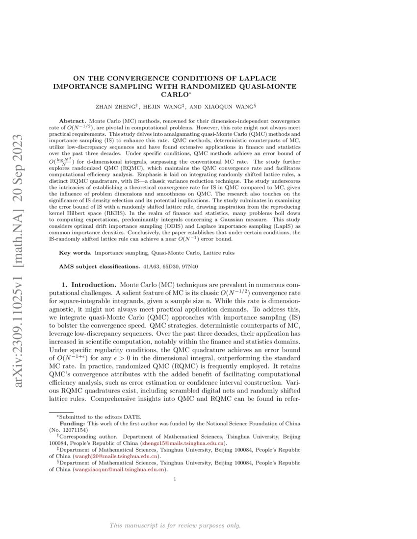 On the convergence conditions of Laplace importance sampling with randomized quasi-Monte Carlo ...