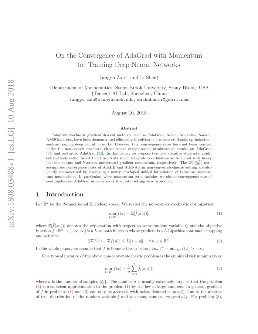 On the Convergence of AdaGrad with Momentum for Training Deep Neural ...