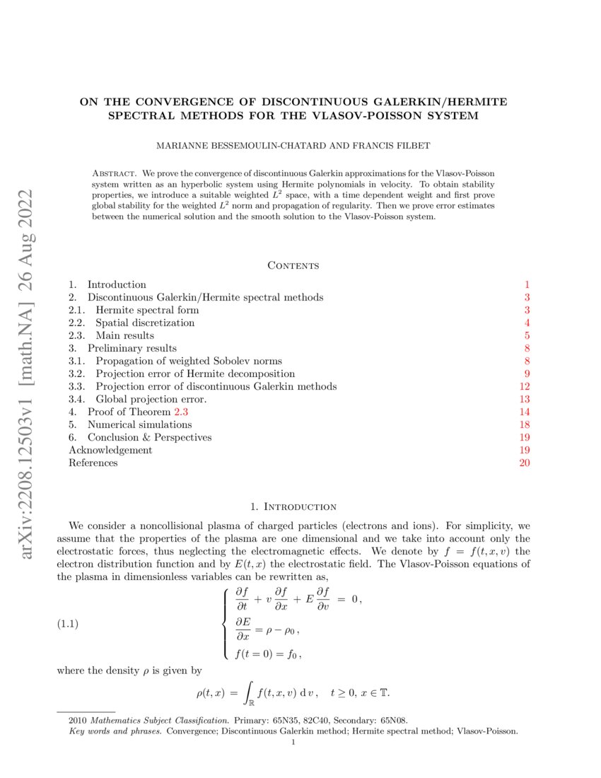 On The Convergence Of Discontinuous Galerkin Hermite Spectral Methods For The Vlasov Poisson
