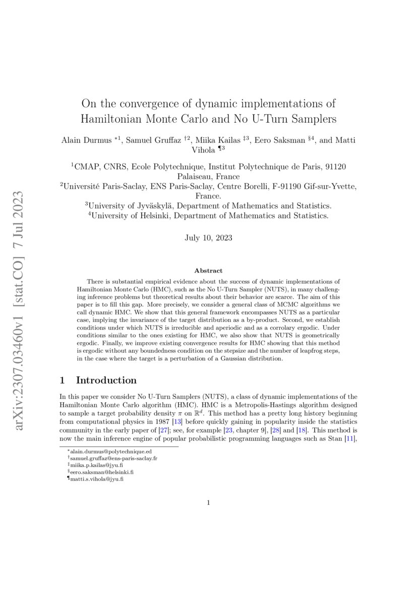 On The Convergence Of Dynamic Implementations Of Hamiltonian Monte Carlo And No U Turn Samplers