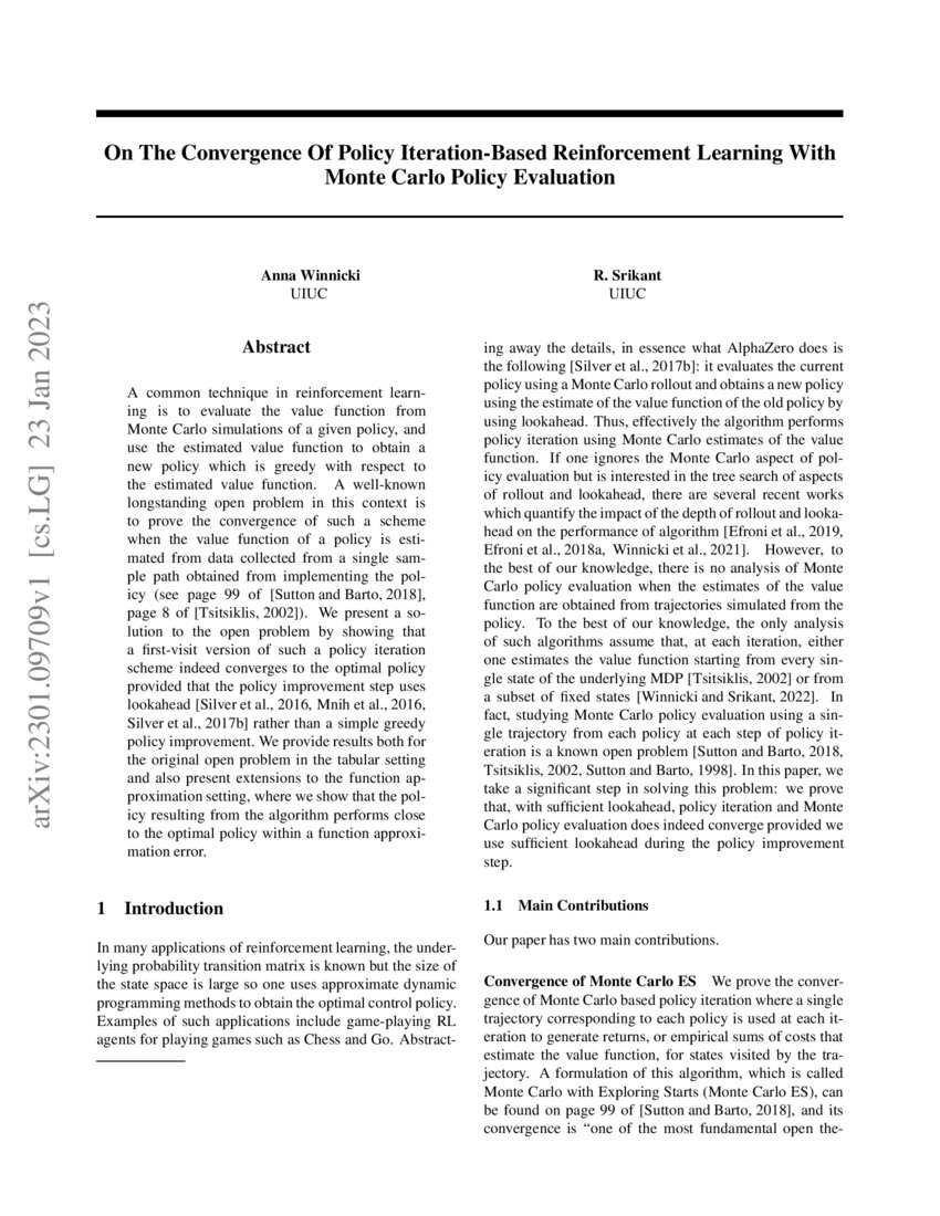 On The Convergence Of Policy Iteration Based Reinforcement Learning