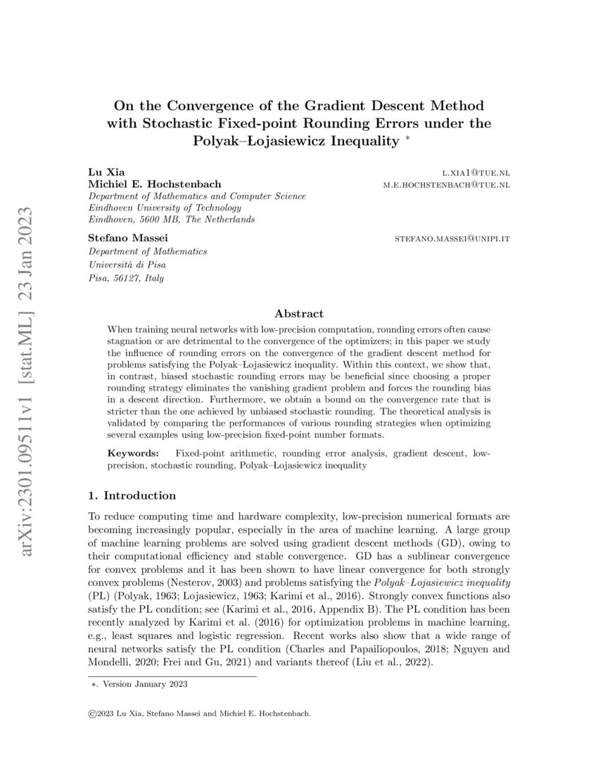 On the Convergence of the Gradient Descent Method with Stochastic Fixed ... On the Convergence of the Gradient Descent Method with Stochastic Fixed ...