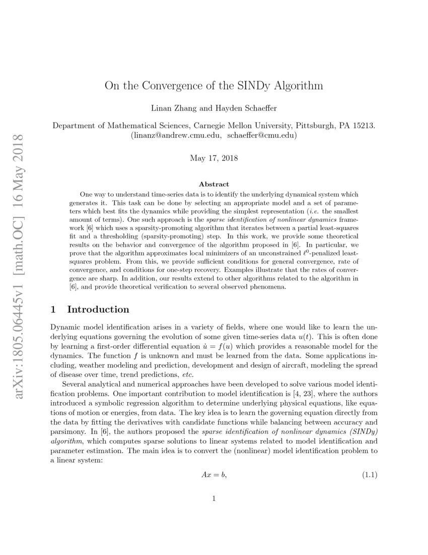 On The Convergence Of The Sindy Algorithm Deepai 5017