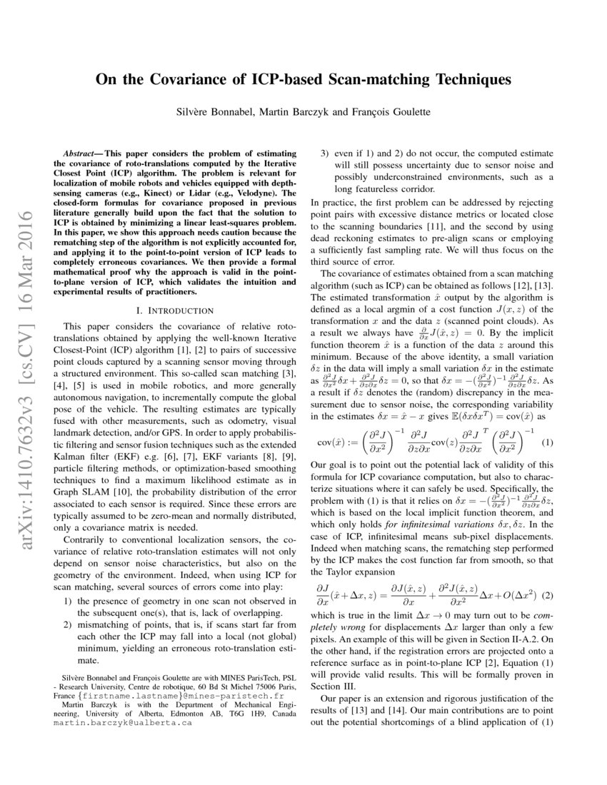 On the Covariance of ICP-based Scan-matching Techniques | DeepAI