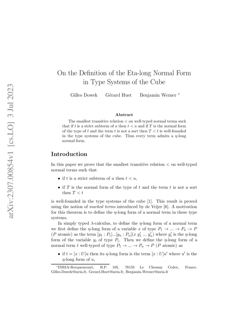 On the Definition of the Eta-long Normal Form in Type Systems of the ...