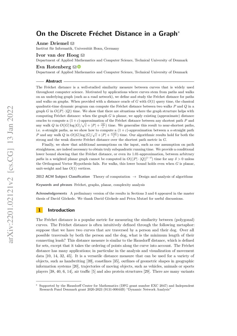 On the Discrete Fréchet Distance in a Graph | DeepAI