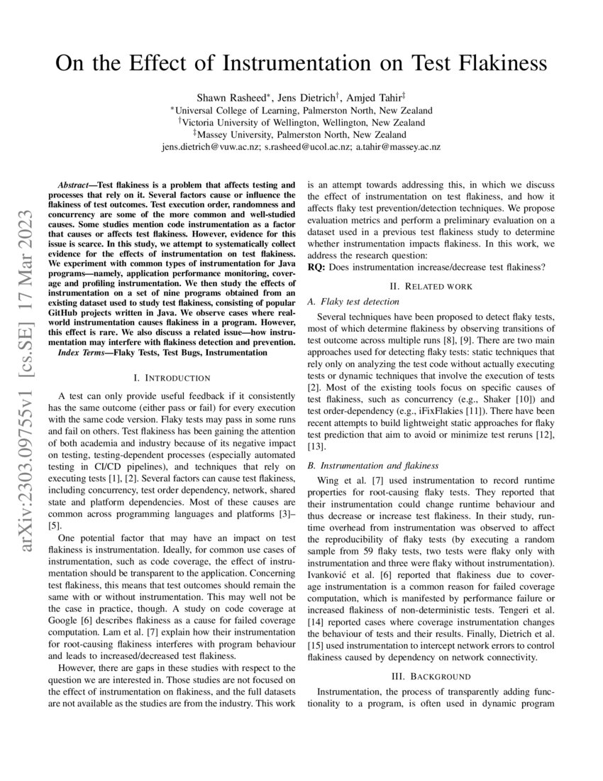 On the Effect of Instrumentation on Test Flakiness | DeepAI