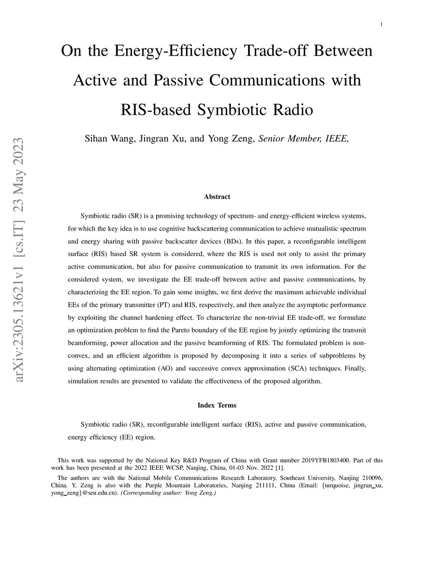 On the Energy-Efficiency Trade-off Between Active and Passive Communications with RIS-based ...