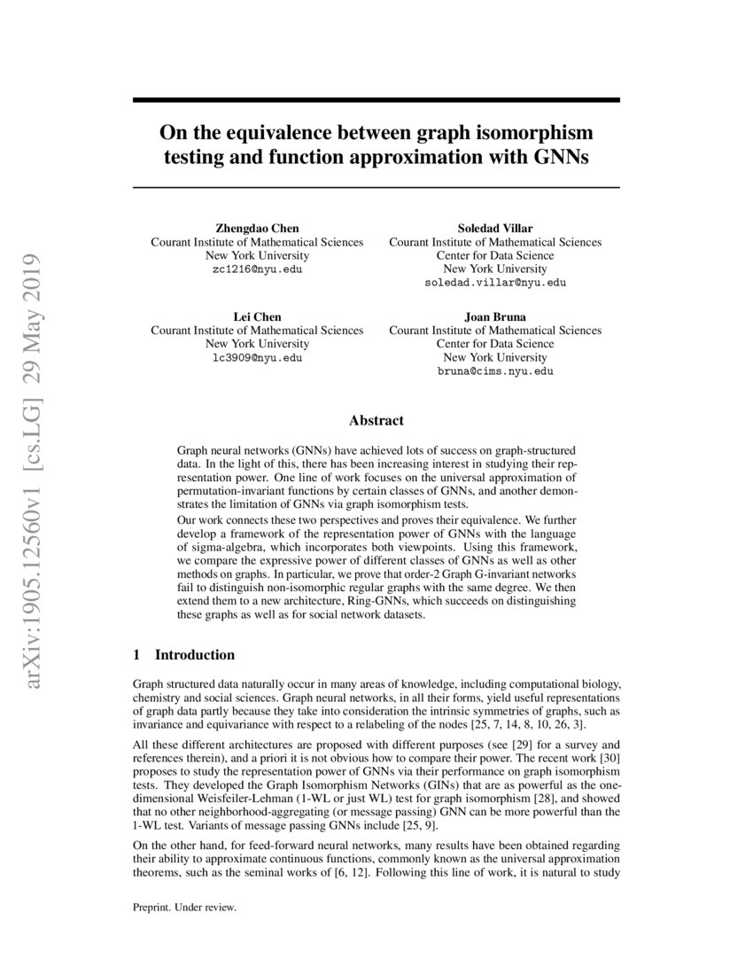 On The Equivalence Between Graph Isomorphism Testing And Function Approximation With Gnns Deepai