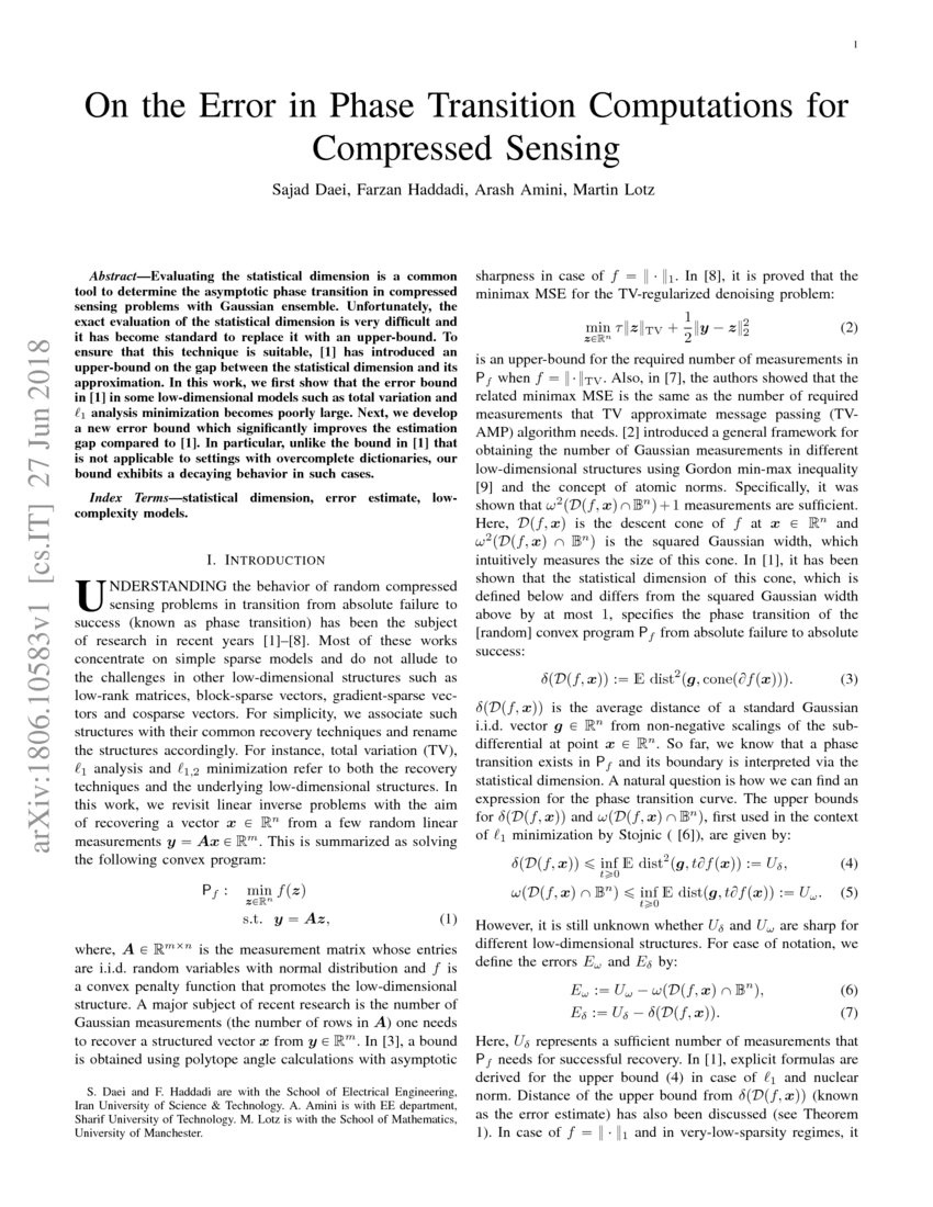 On The Error In Phase Transition Computations For Compressed Sensing