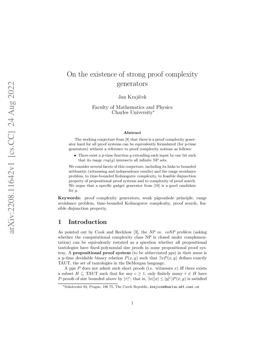 On The Existence Of Strong Proof Complexity Generators Deepai