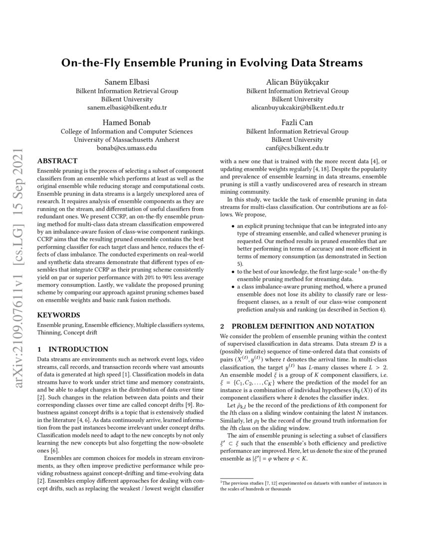 On-the-Fly Ensemble Pruning in Evolving Data Streams | DeepAI