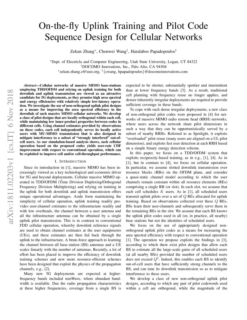 On-the-fly Uplink Training and Pilot Code Sequence Design for Cellular ...