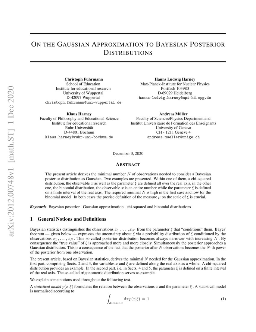 On The Gaussian Approximation To Bayesian Posterior Distributions Deepai