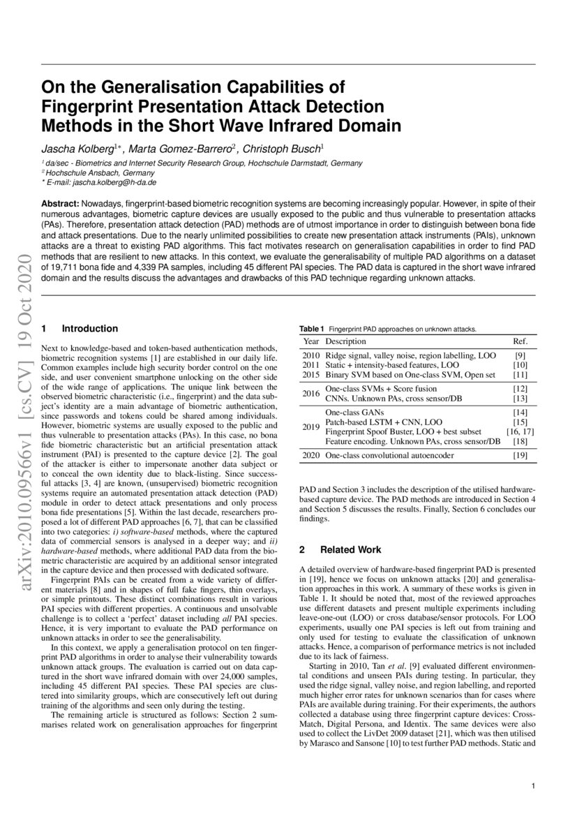 On The Generalisation Capabilities Of Fingerprint Presentation Attack Detection Methods In The
