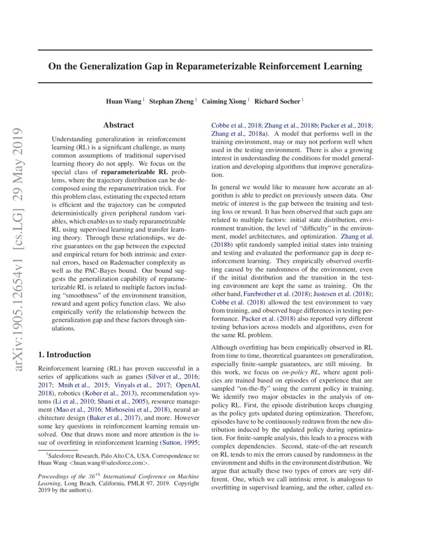 On The Generalization Gap In Reparameterizable Reinforcement Learning Deepai