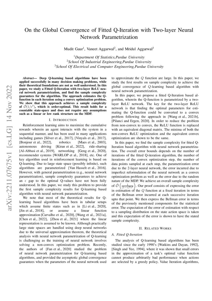 On The Global Convergence Of Fitted Q Iteration With Two Layer Neural Network Parametrization
