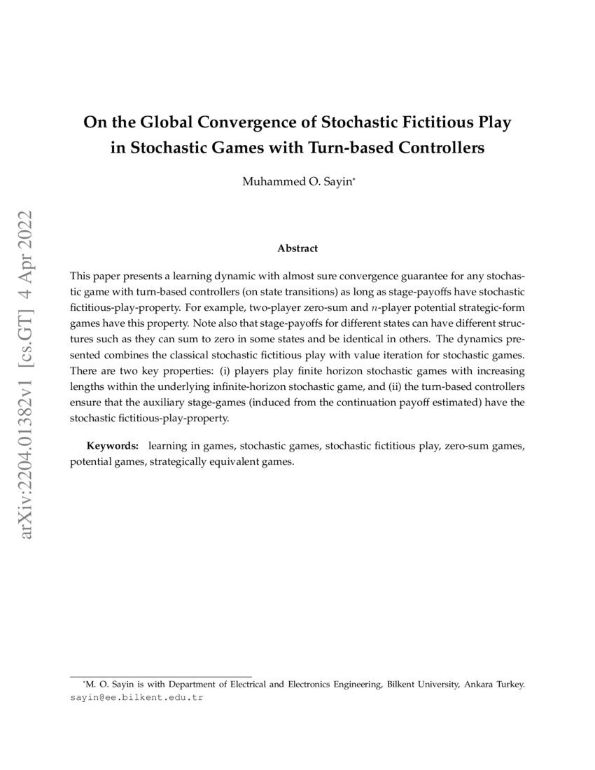 On the Global Convergence of Stochastic Fictitious Play in Stochastic ...