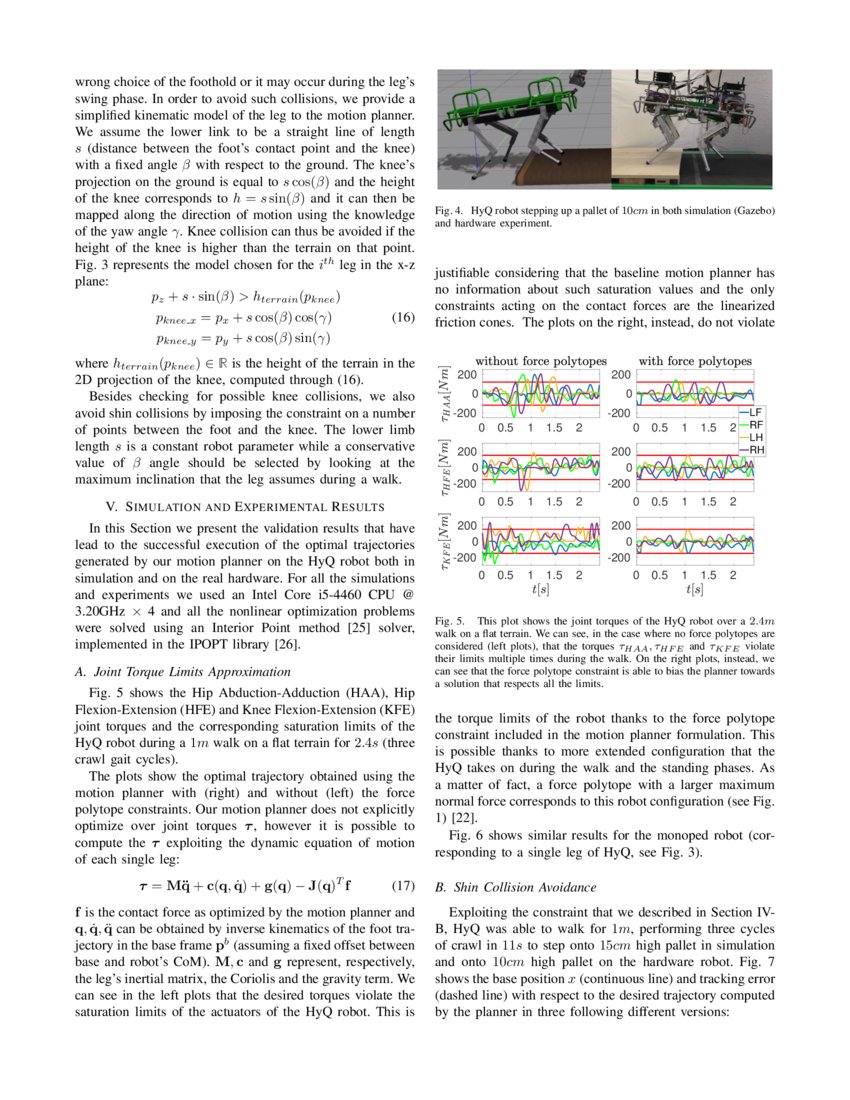 On the Hardware Feasibility of Nonlinear Trajectory Optimization for Legged Locomotion based on ...