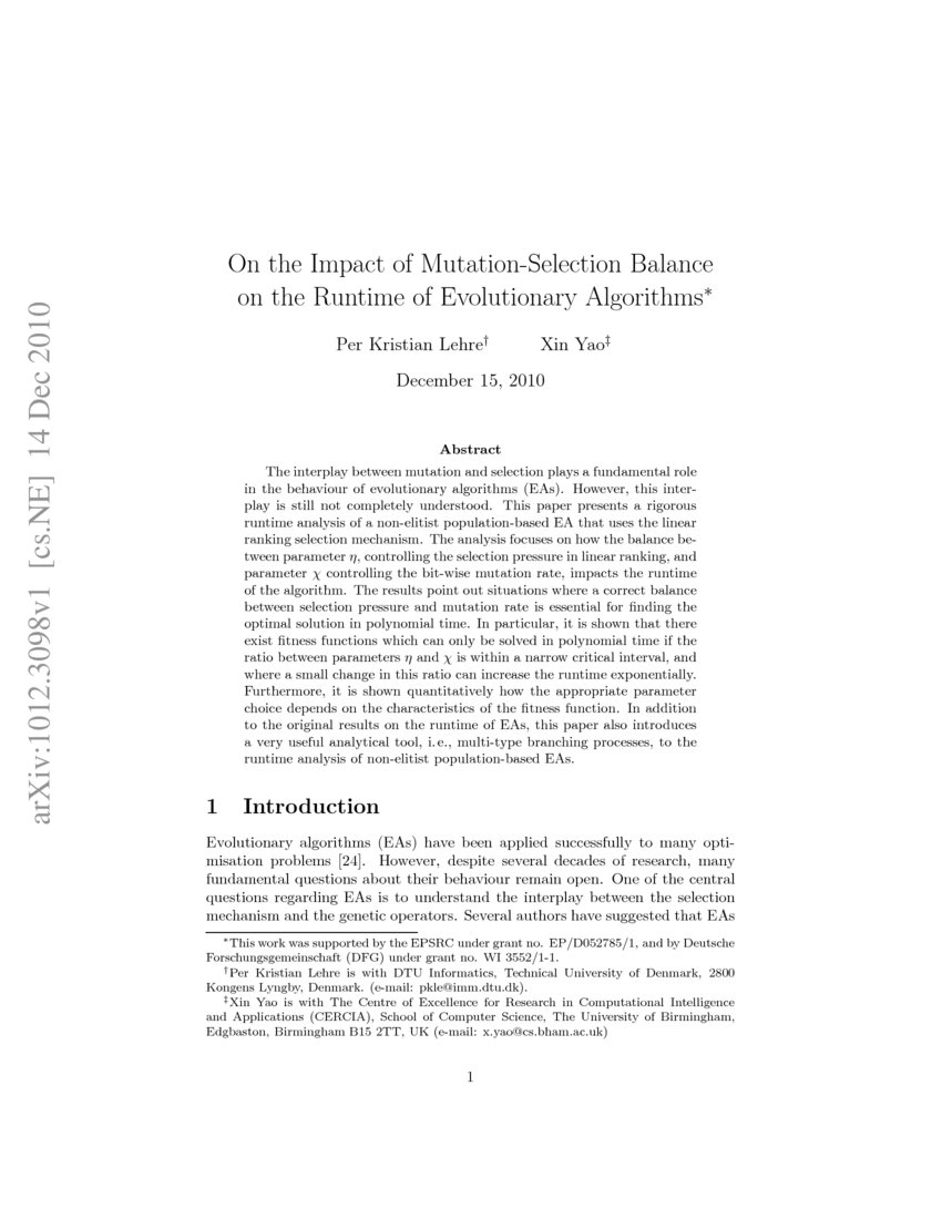 On The Impact Of Mutation Selection Balance On The Runtime Of Evolutionary Algorithms Deepai