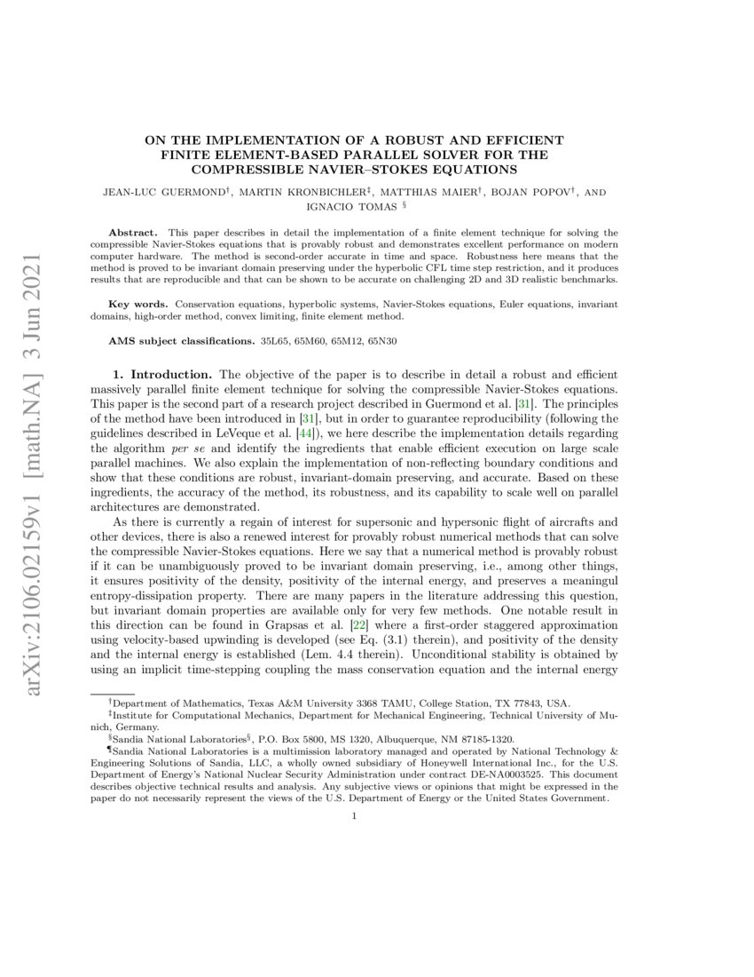 On The Implementation Of A Robust And Efficient Finite Element Based Parallel Solver For The 