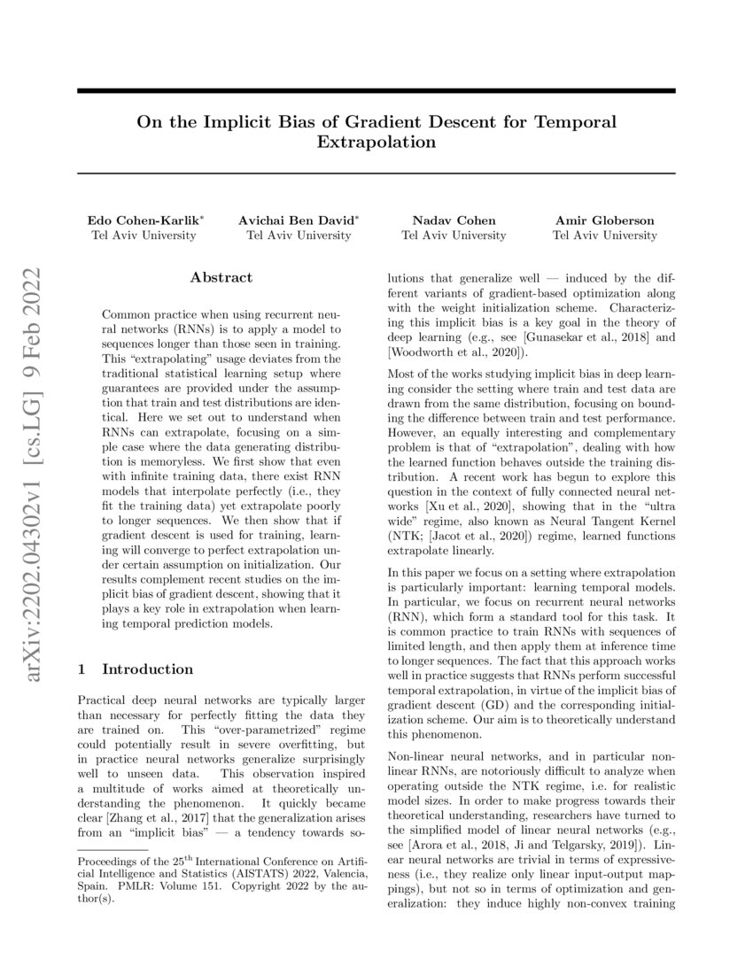 On the Implicit Bias of Gradient Descent for Temporal Extrapolation ... On the Implicit Bias of Gradient Descent for Temporal Extrapolation ...
