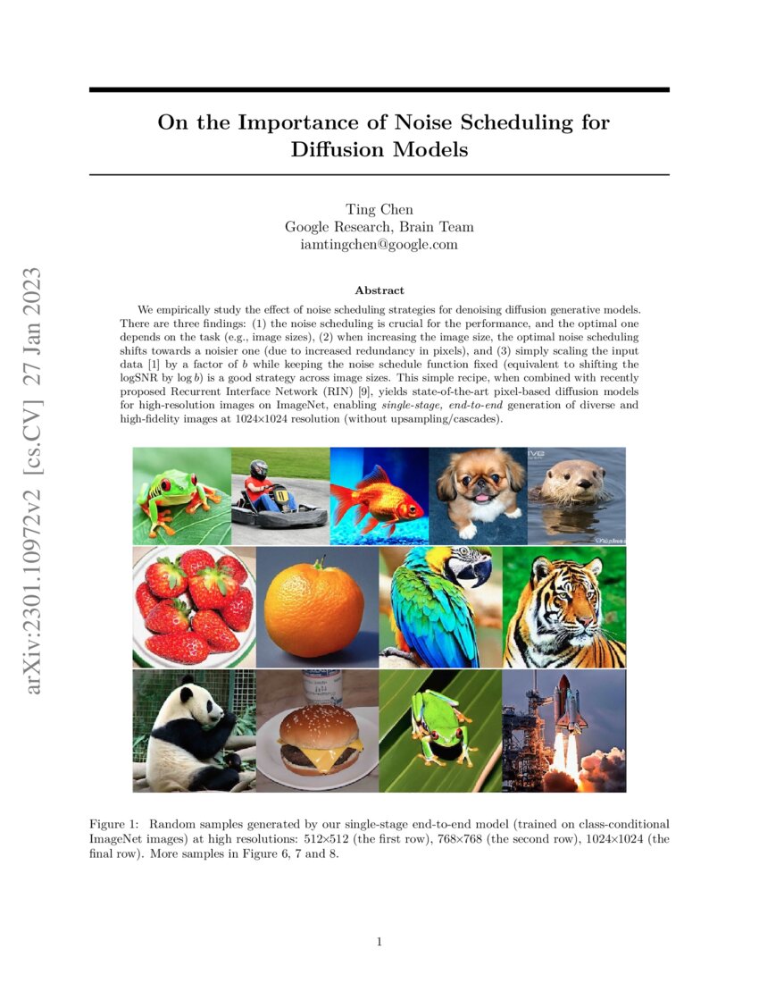 On the Importance of Noise Scheduling for Diffusion Models | DeepAI