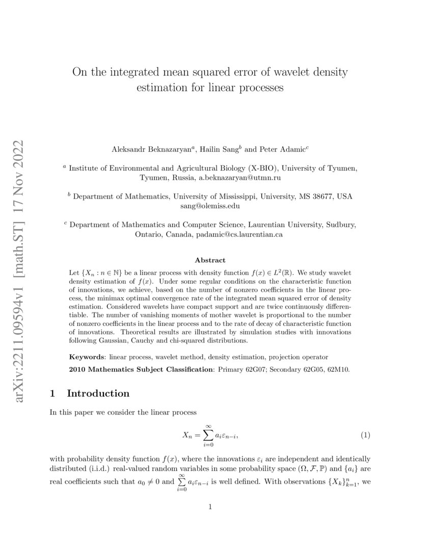 On The Integrated Mean Squared Error Of Wavelet Density Estimation For Linear Processes Deepai 