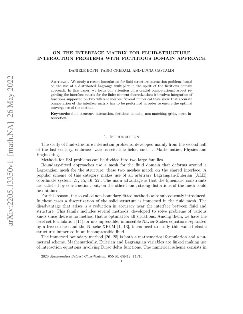 On The Interface Matrix For Fluid Structure Interaction Problems With