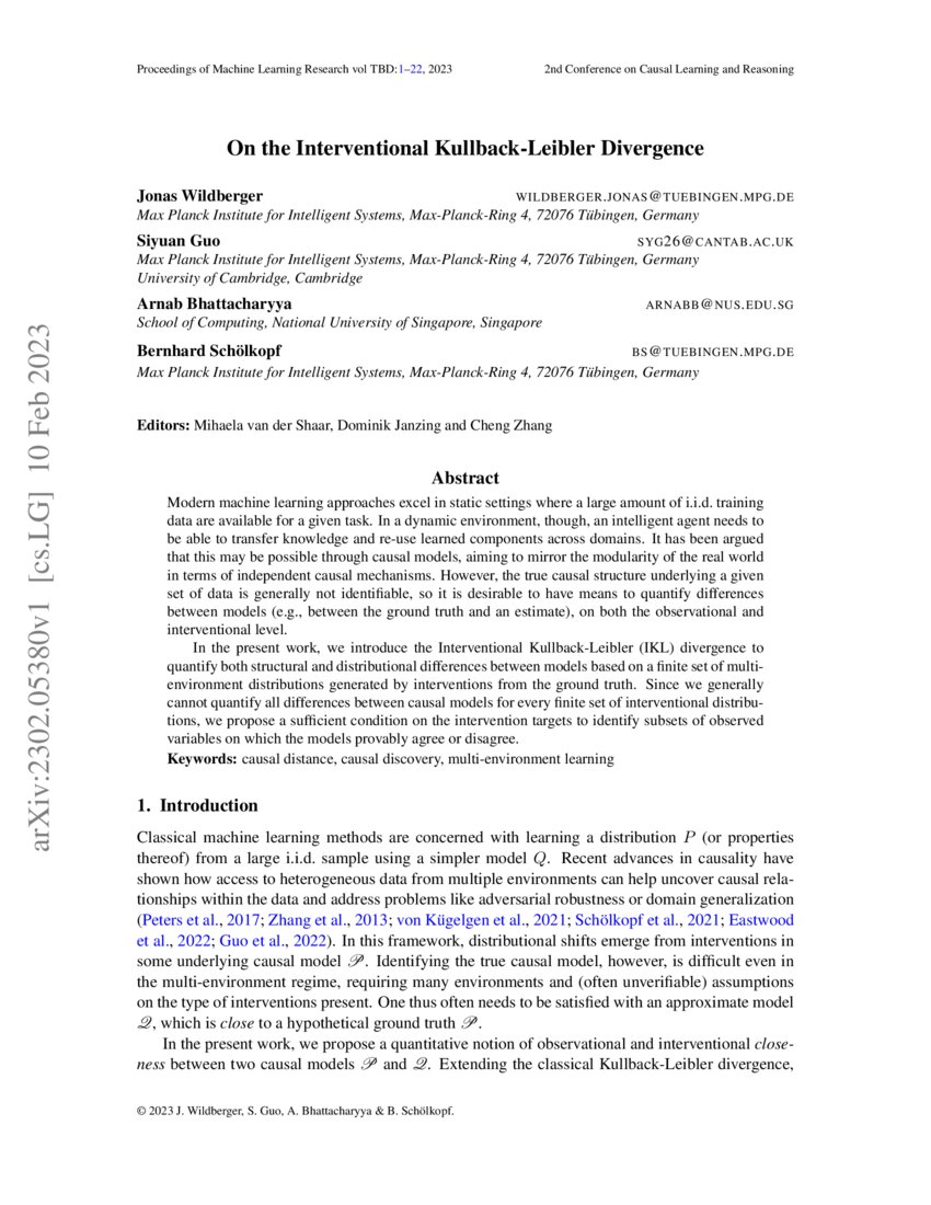 On the Interventional Kullback-Leibler Divergence | DeepAI