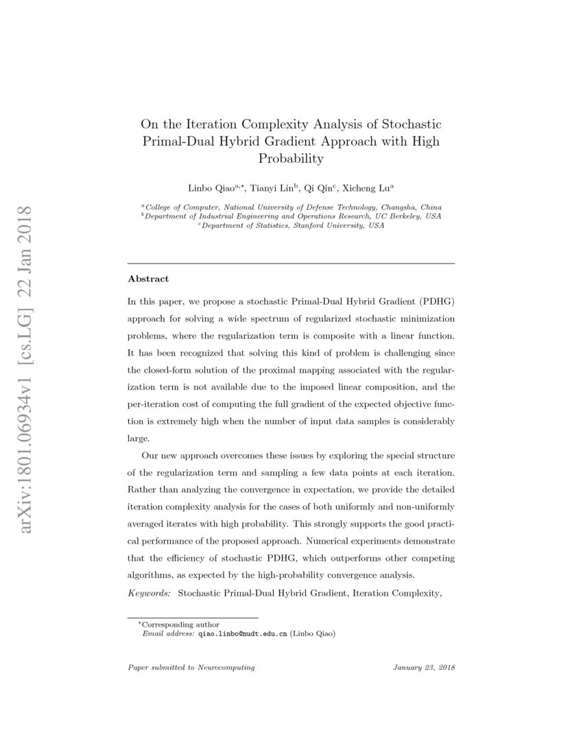 On The Iteration Complexity Analysis Of Stochastic Primal Dual Hybrid Gradient Approach With 7911