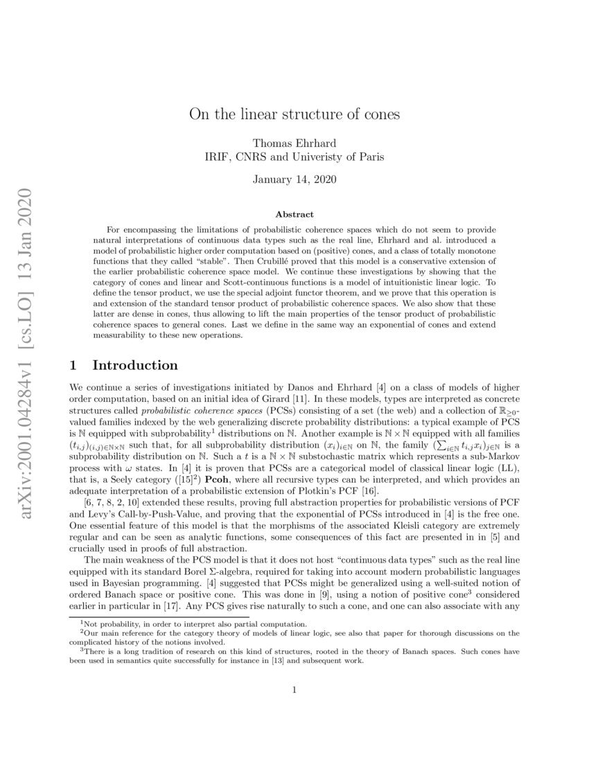 On the linear structure of cones | DeepAI