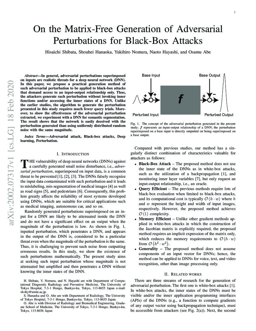 On the Matrix-Free Generation of Adversarial Perturbations for Black ...