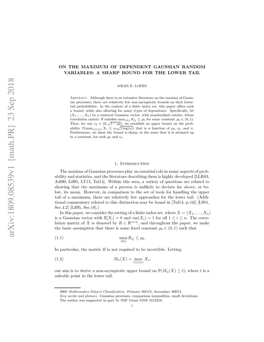 On The Maximum Of Dependent Gaussian Random Variables A Sharp Bound