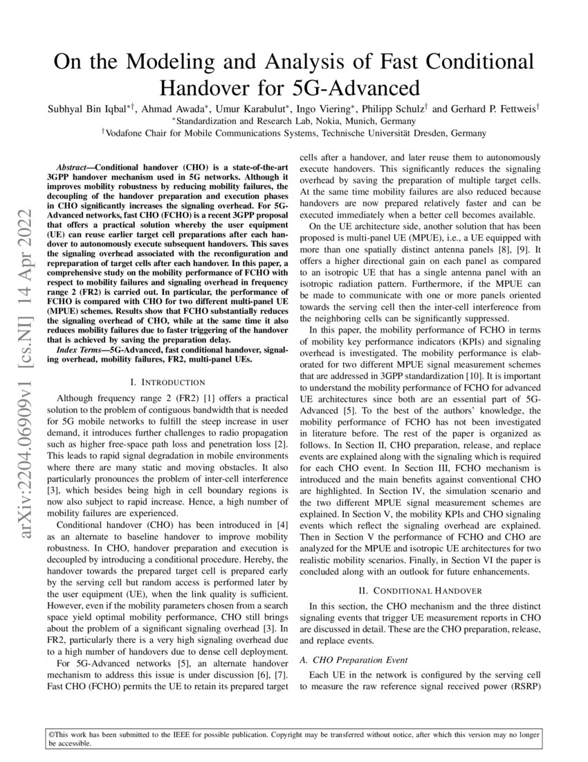 On the Modeling and Analysis of Fast Conditional Handover for 5G ...