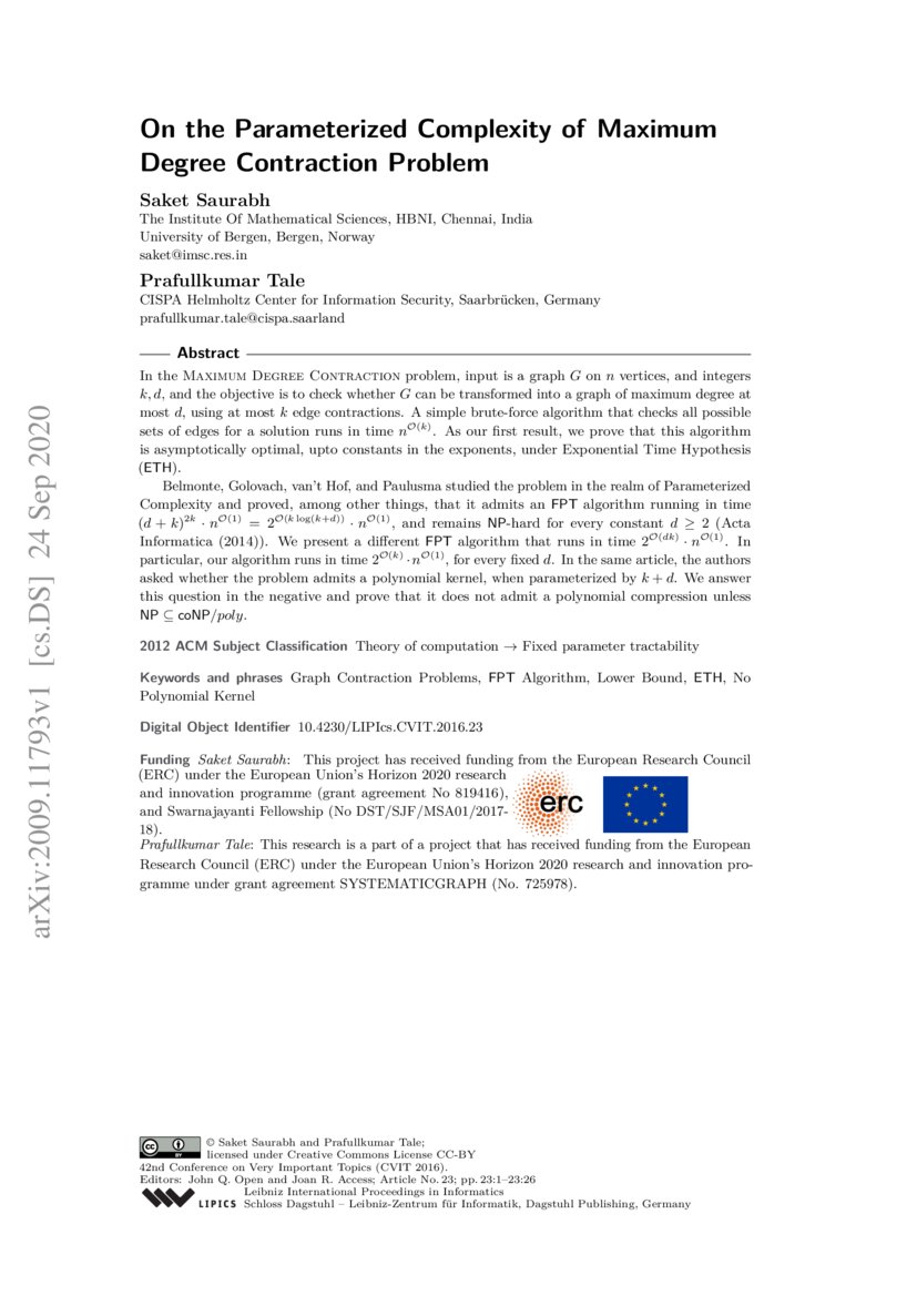 On The Parameterized Complexity Of Maximum Degree Contraction Problem Deepai
