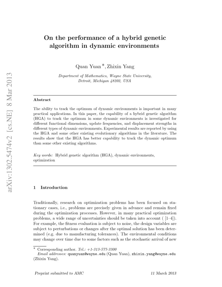 On The Performance Of A Hybrid Genetic Algorithm In Dynamic