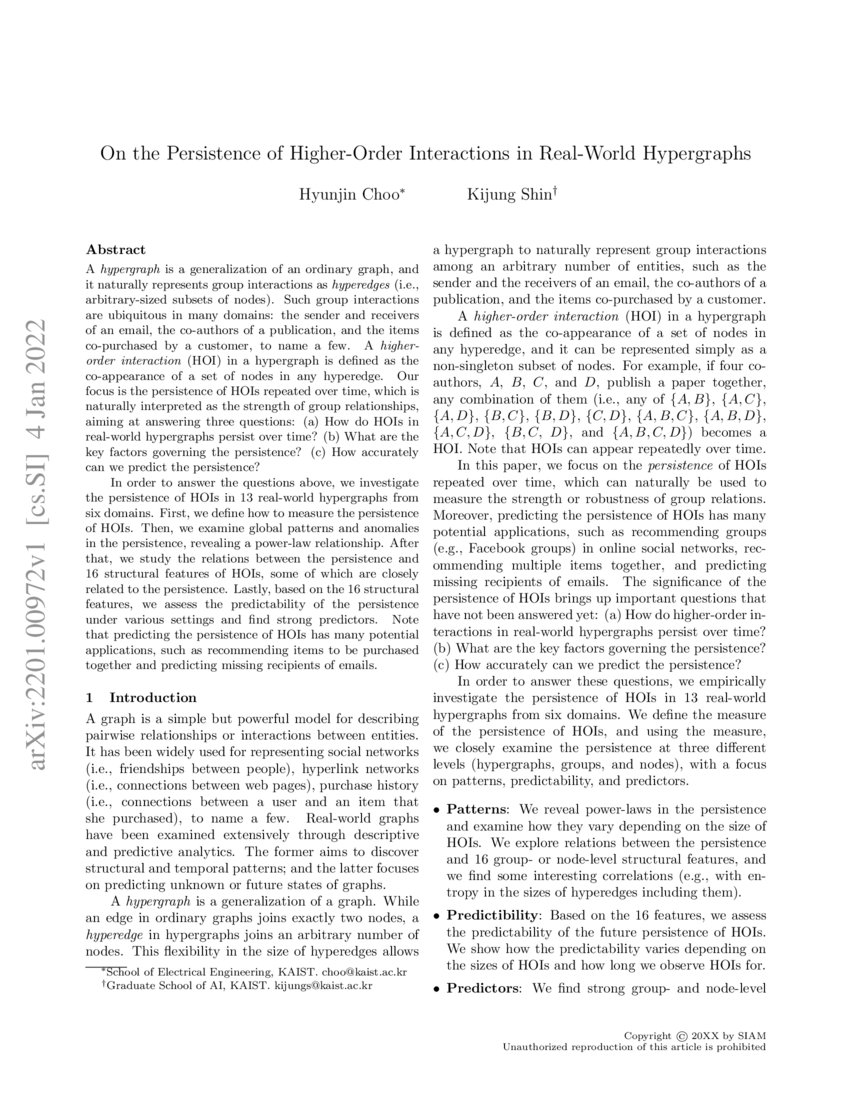 On the Persistence of Higher-Order Interactions in Real-World Hypergraphs | DeepAI