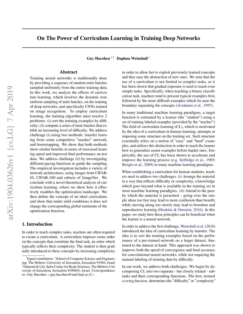 On The Power of Curriculum Learning in Training Deep Networks | DeepAI