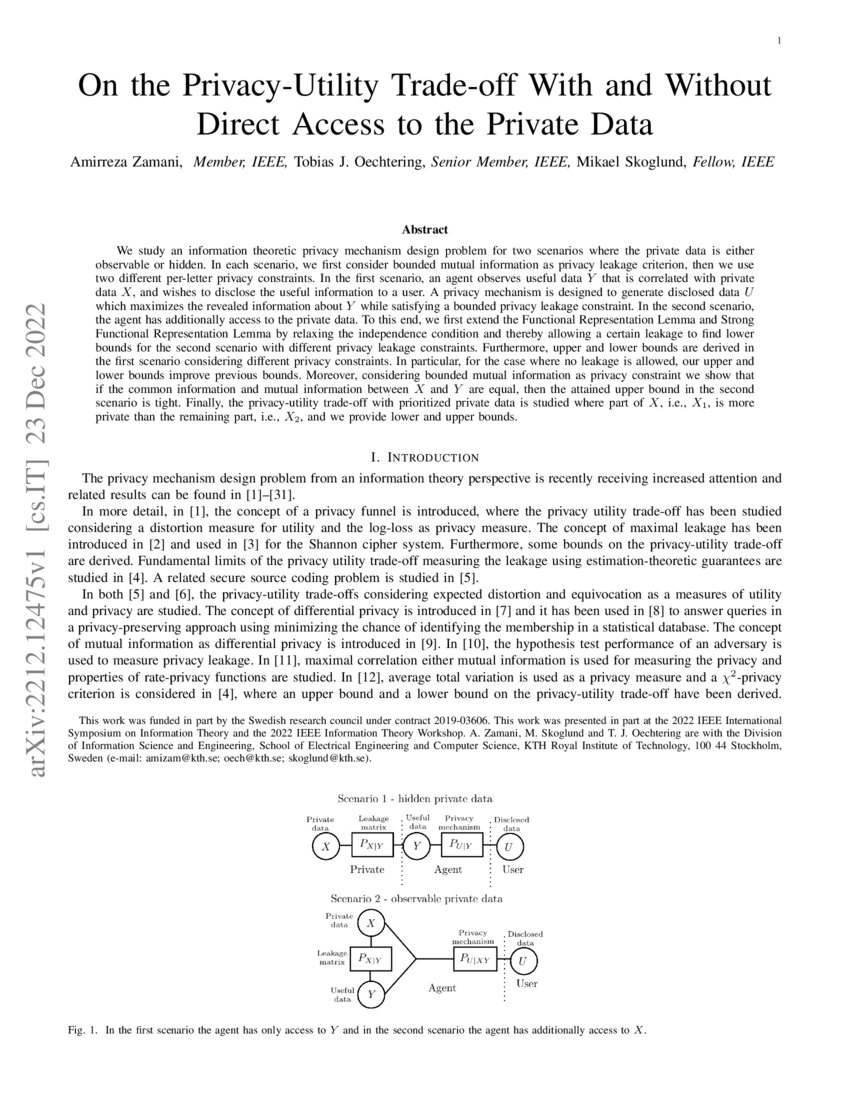 On the Privacy-Utility Trade-off With and Without Direct Access to the Private Data | DeepAI
