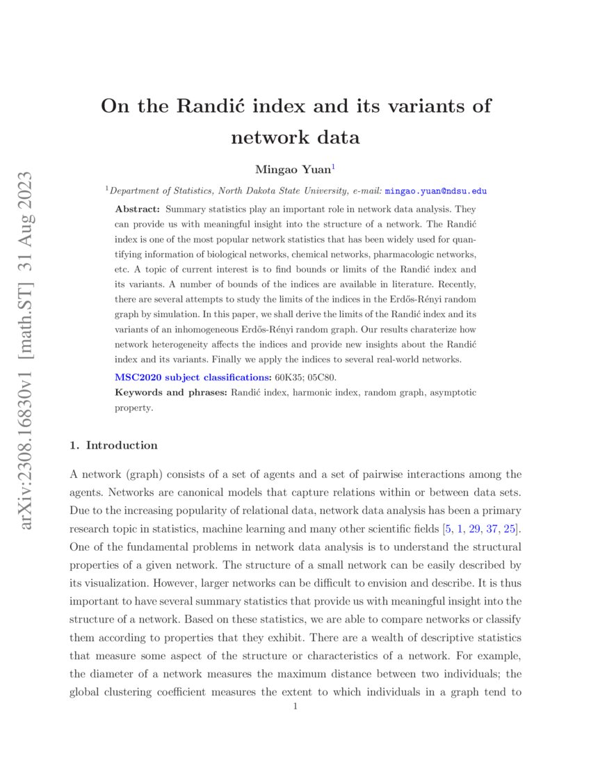 On the Randić index and its variants of network data | DeepAI