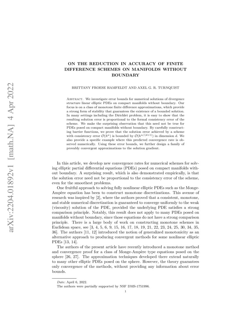 On the Reduction in Accuracy of Finite Difference Schemes on Manifolds without Boundary | DeepAI